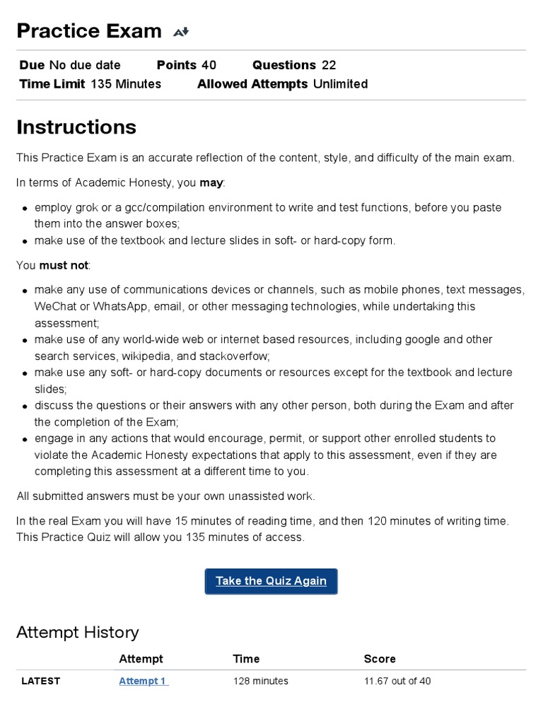 FOA Practice Exam Attempt 1 | PDF | Pointer (Computer Programming) | Computer Data