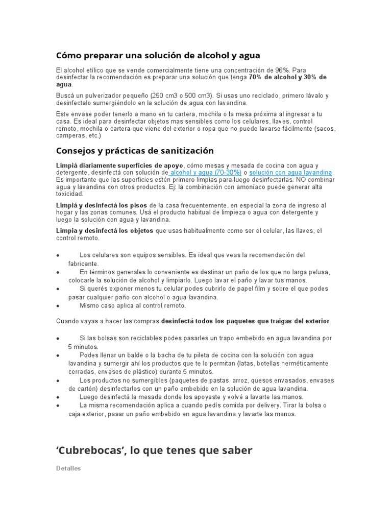 Cómo Preparar Una Solución de Alcohol y Agua | PDF | Medicina ...