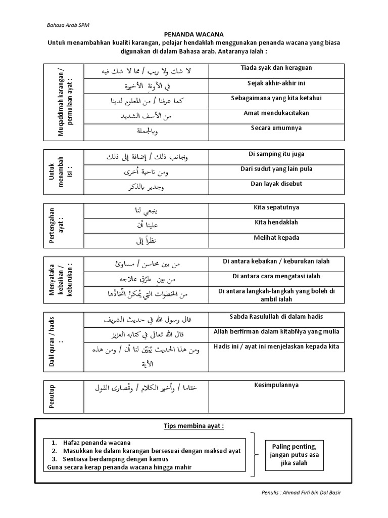 Penanda Wacana B. Arab | PDF