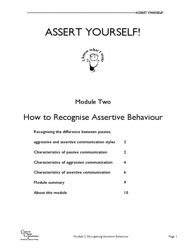 Assertiveness Module 2 | PDF | Communication | Cognitive Behavioral Therapy