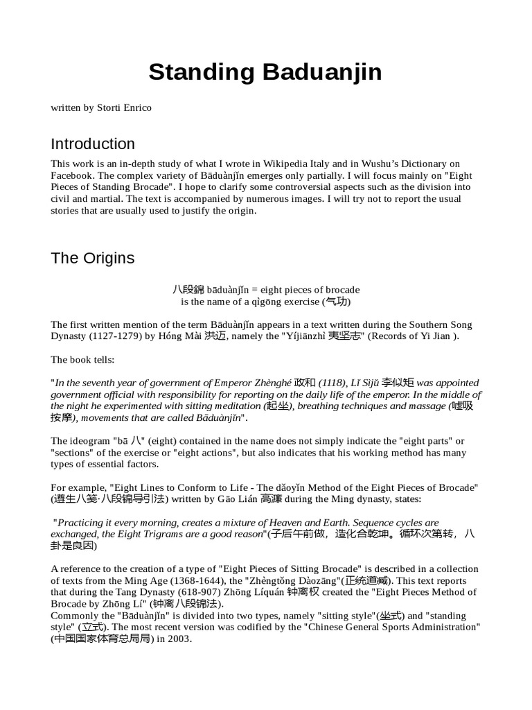 Standing Baduanjin | PDF | Traditional Chinese Medicine | Meridian ...