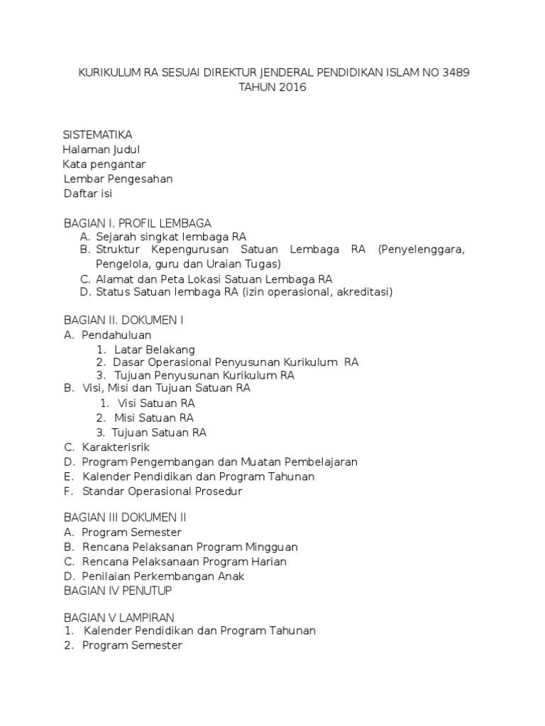 Kurikulum RA | PDF