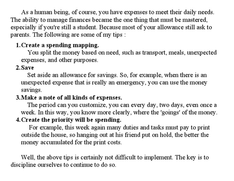 How Manage Your Pocket Money | PDF