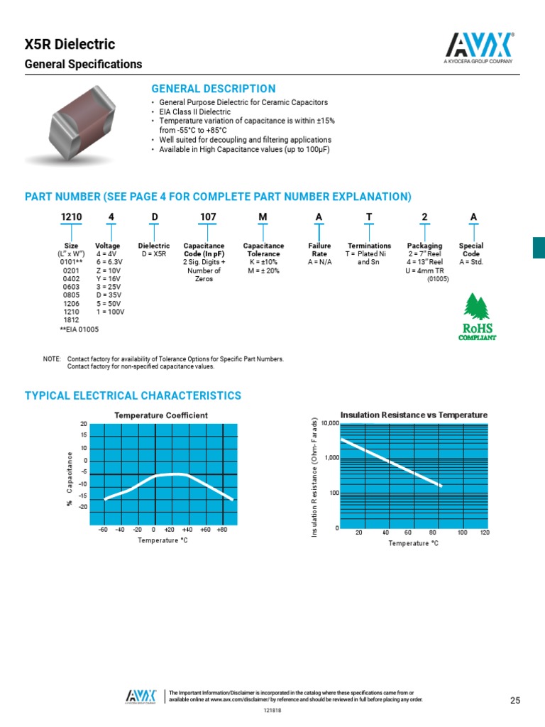 X5R Dielectric: General Specifications | PDF | Capacitor | Electricity