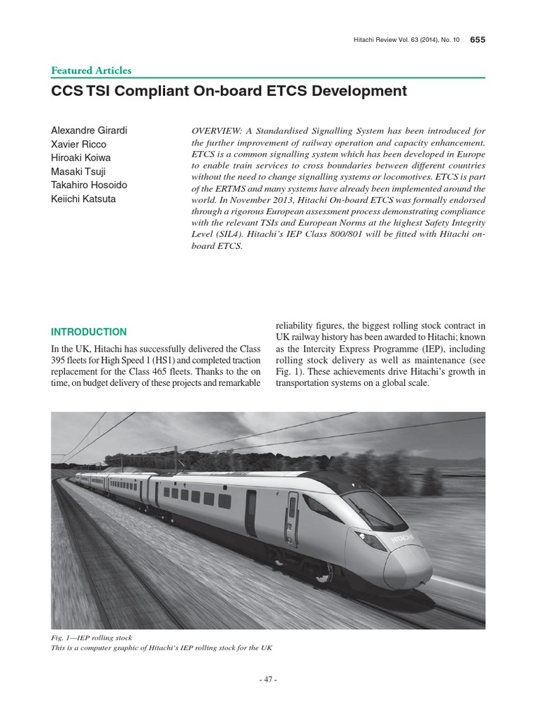 CCS TSI Compliant On-Board ETCS Development: Featured Articles | PDF ...