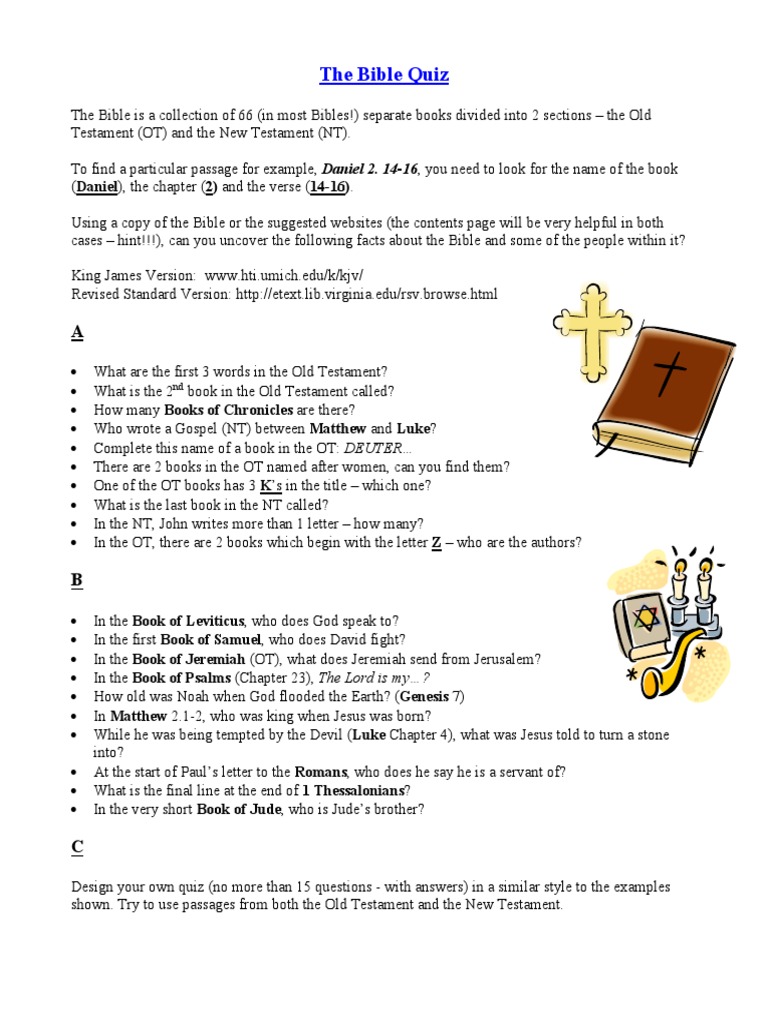 Bible Quiz | PDF | Bible | Chapters And Verses Of The Bible
