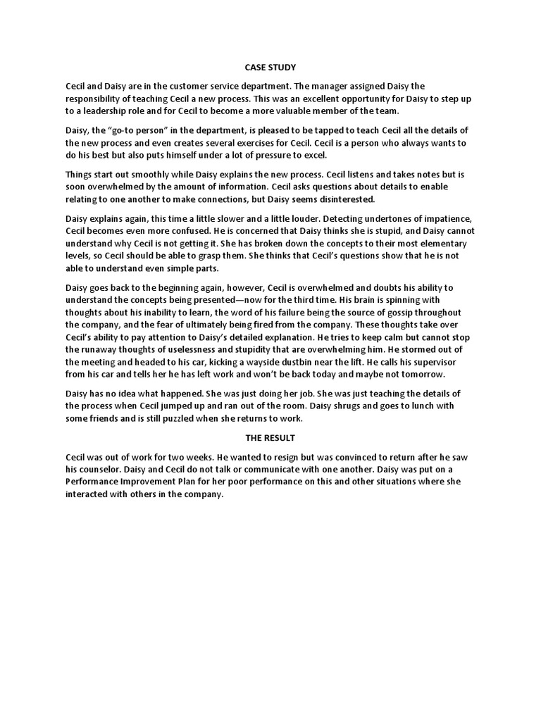 Cecil and Daisy Case Study | Download Free PDF | Cognition