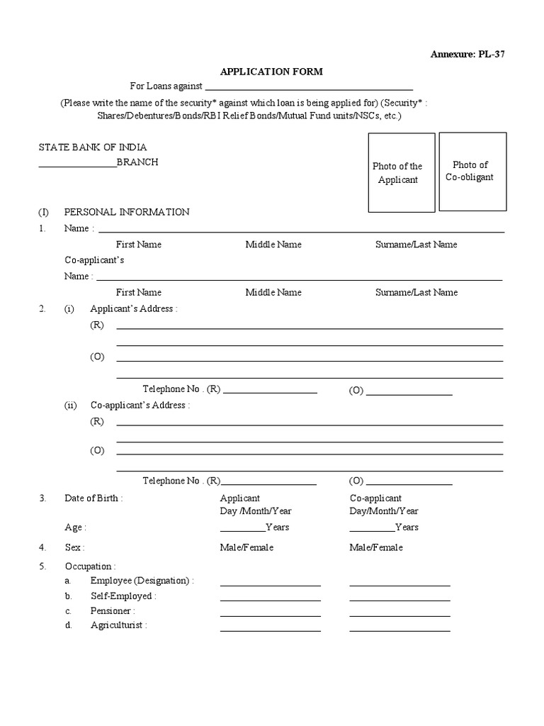181119-Application Form Annexure PL37 | PDF | Loans | Identity Document