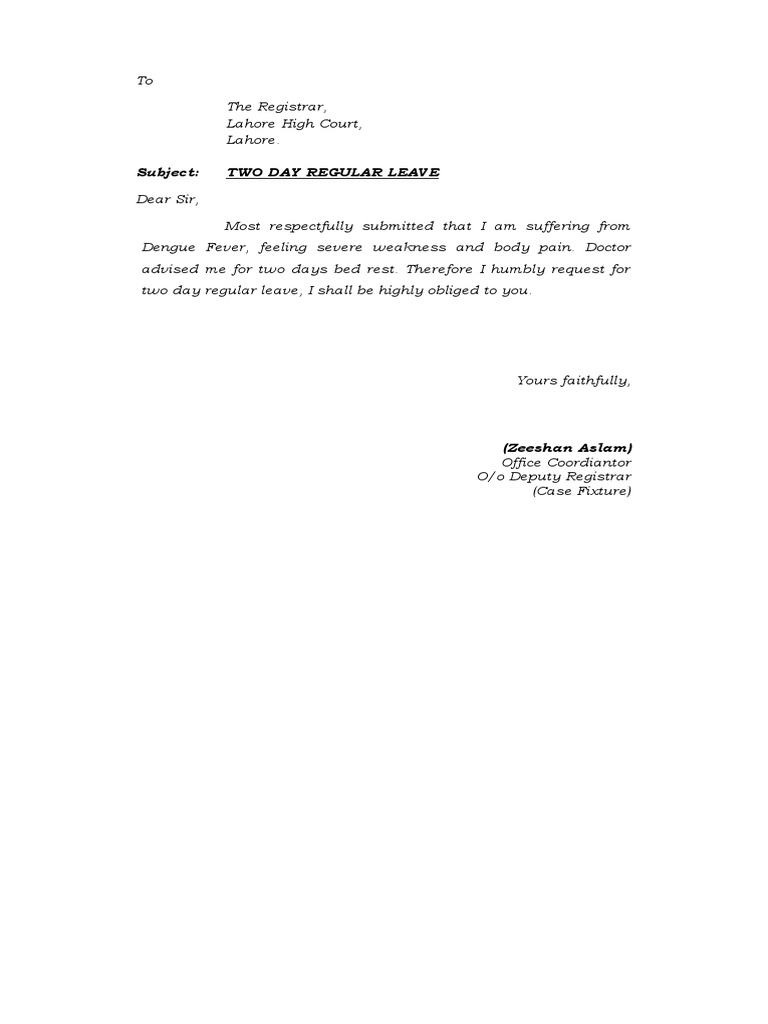 Leave Application With Performa | PDF | Justice | Crime & Violence