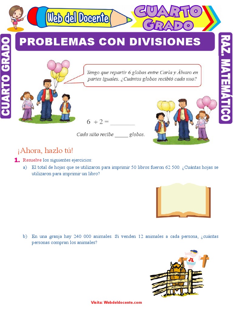 Problemas De Division Para Cuarto De Primaria Fichas Para Imprimir