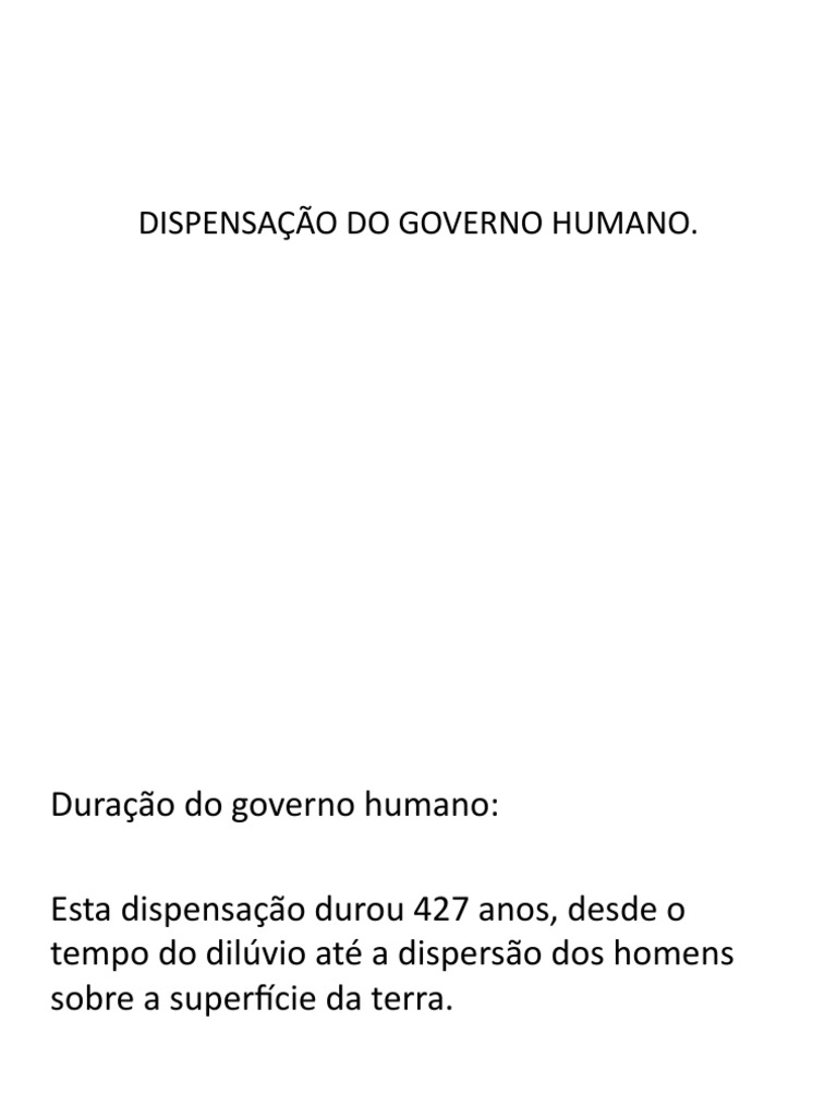 Duração da Dispensação do Governo Humano | PDF | Gênesis (livro) | Noé