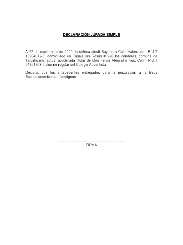 Ejemplo Dede Clara C I On Jura Da Simple | PDF