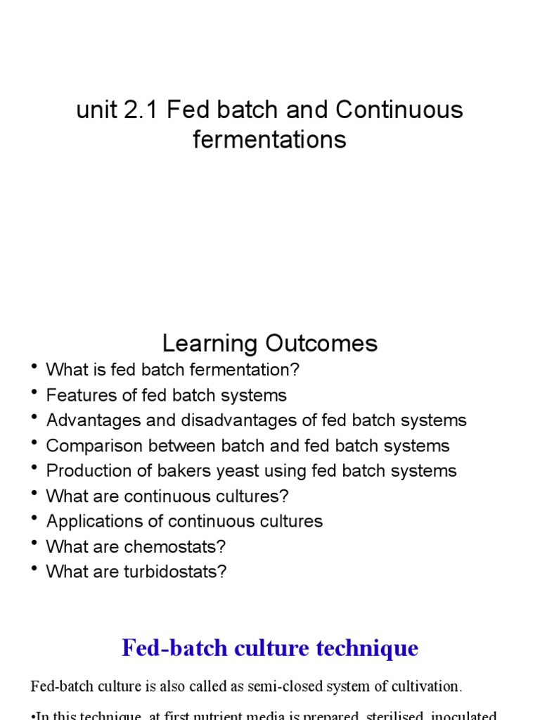 2 2 Fed Batch Continuous Fermentation Ii Pdf Biology Chemistry