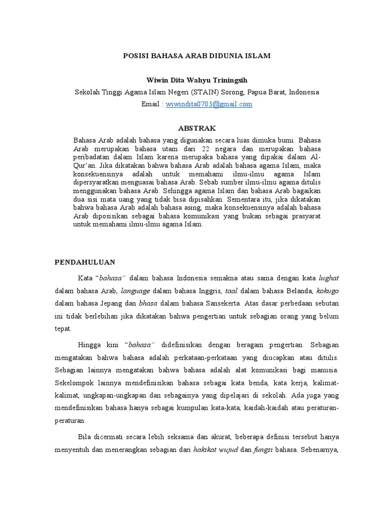 Tugas Bahasa Arab Wiwin | PDF