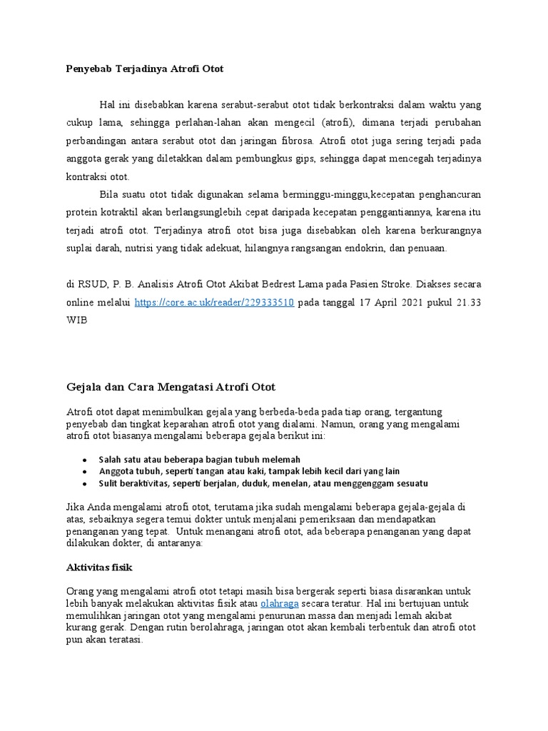Penyebab Terjadinya Atrofi Otot | PDF
