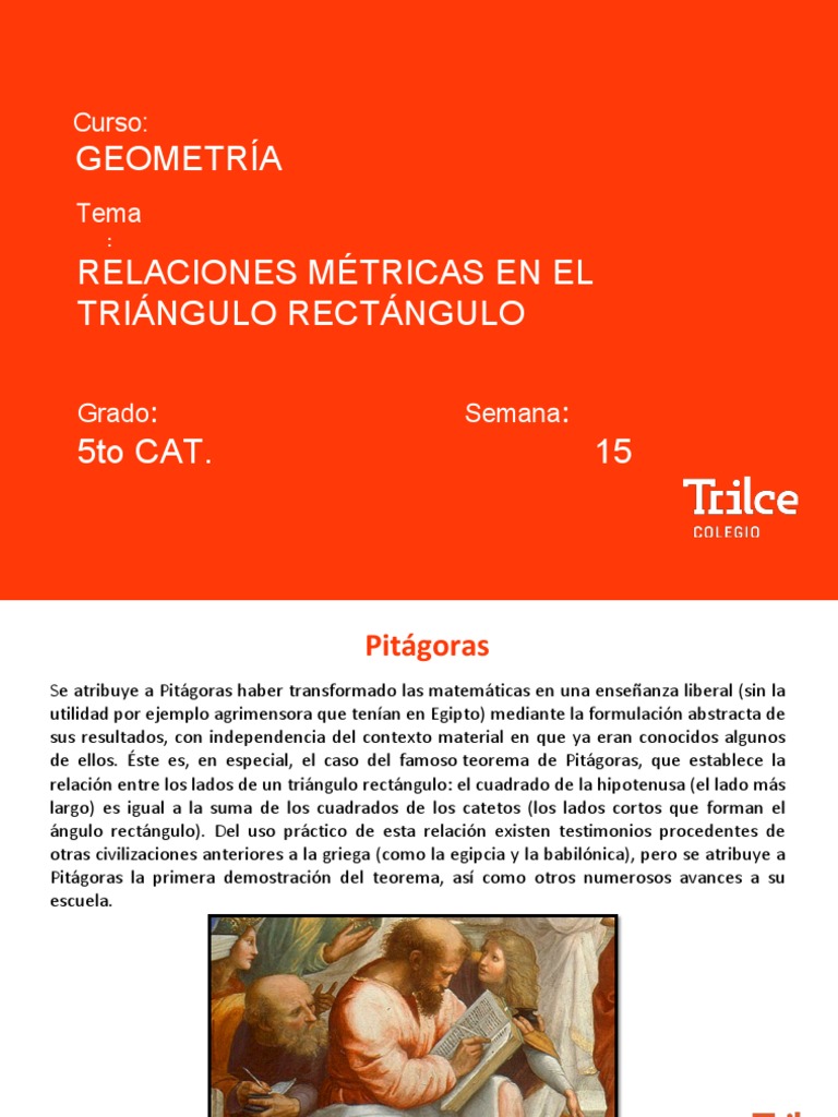 Geometria Relaciones Metricas en El Triangulo Rectangulo | PDF | Triángulo | Formas geométricas