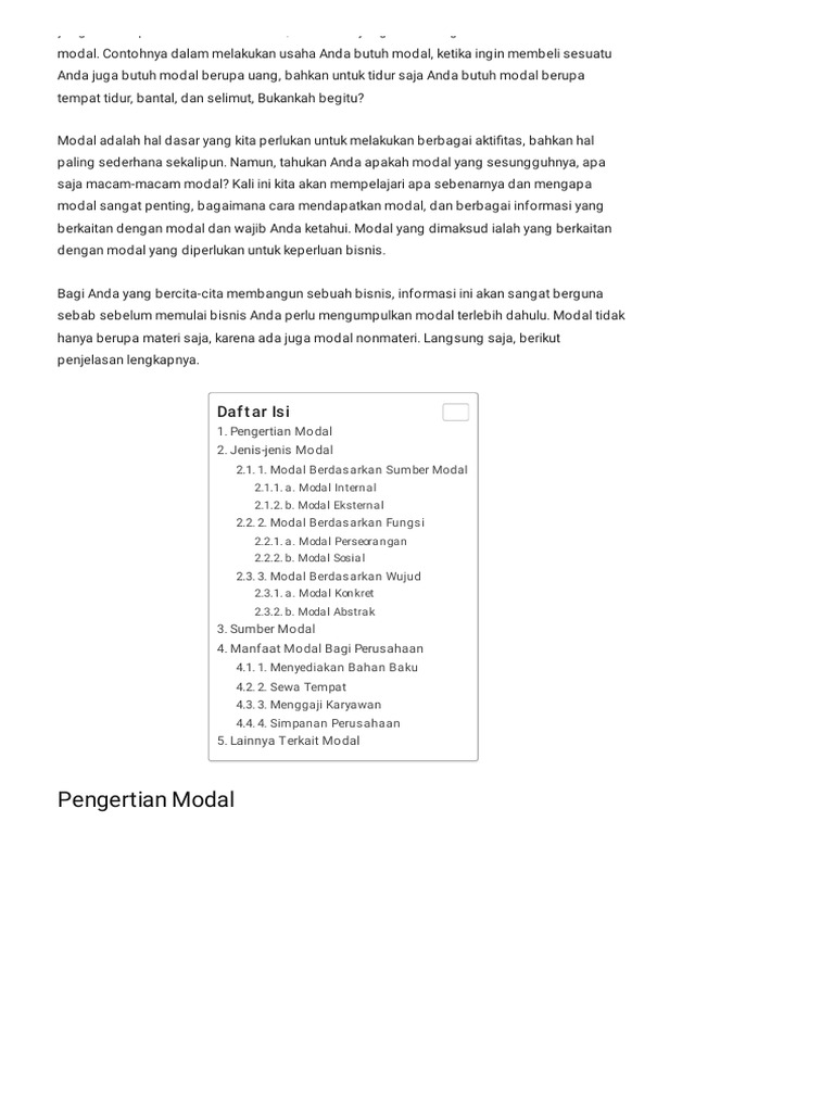Jenis Jenis Modal | PDF