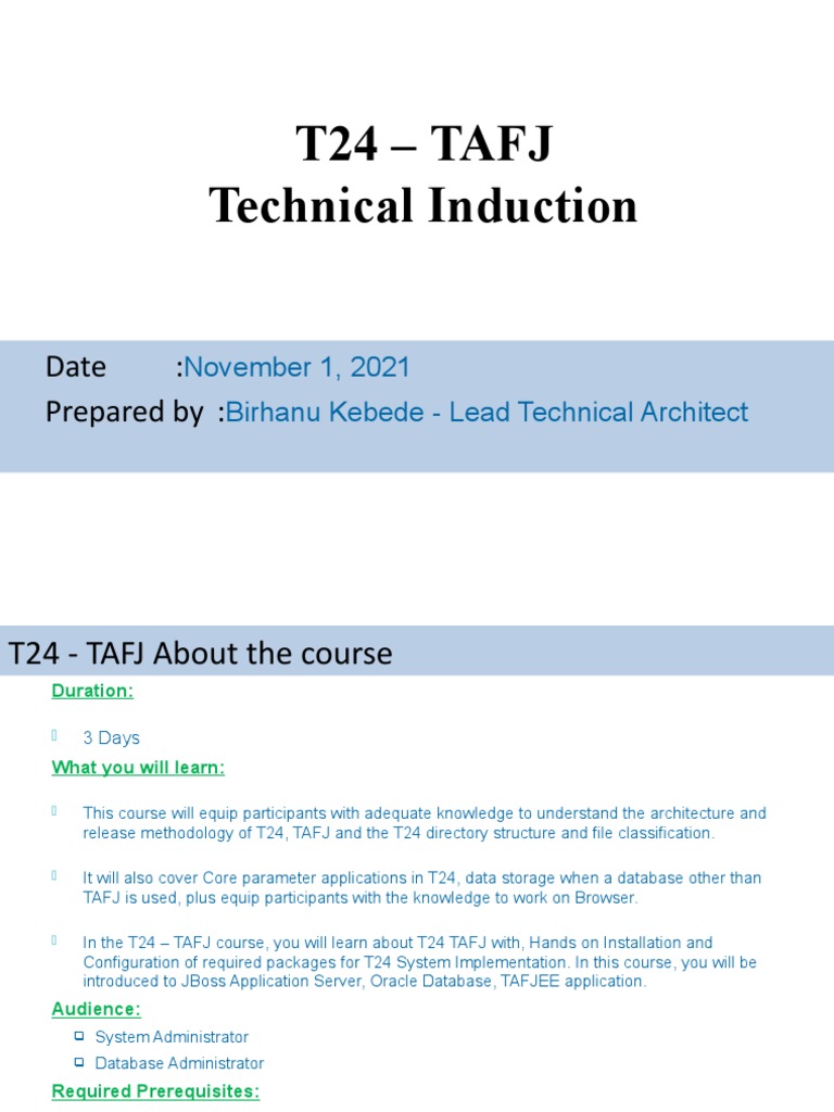T24 - Technical Induction | PDF