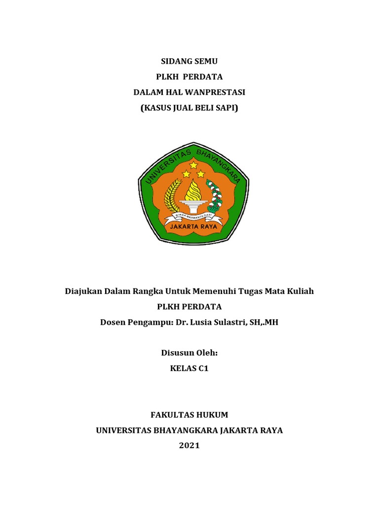 Sidang Perdata Wanprestasi Jual Beli Sapi | PDF