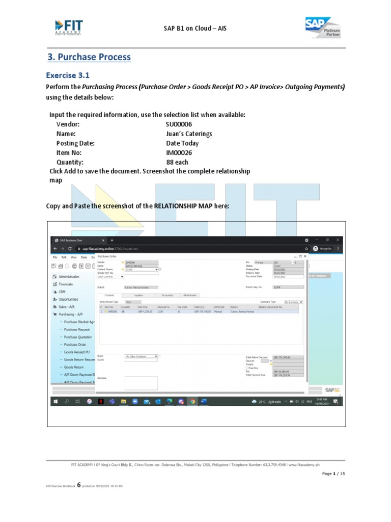 SAP B1 Purchase Process Relationship Maps | PDF | Receipt | Information ...
