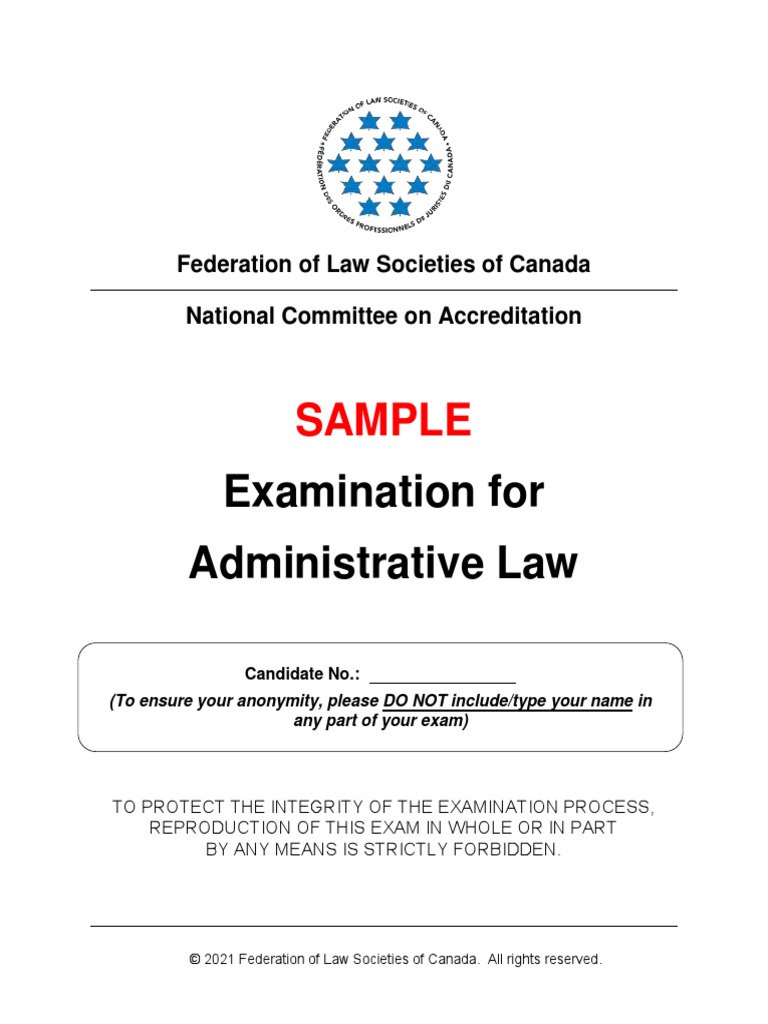 Examination For Administrative Law: Sample | PDF | Test (Assessment ...
