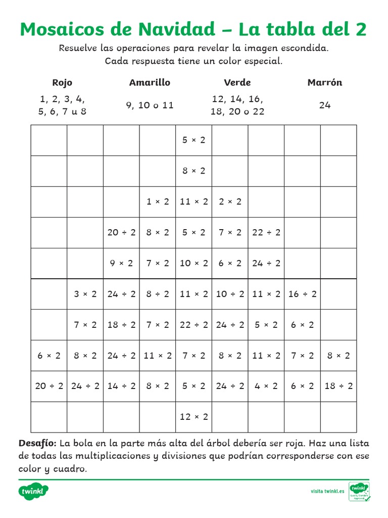 Color De Navidad Por Multiplicación MULTIPLICACIONES. Diviértete Con