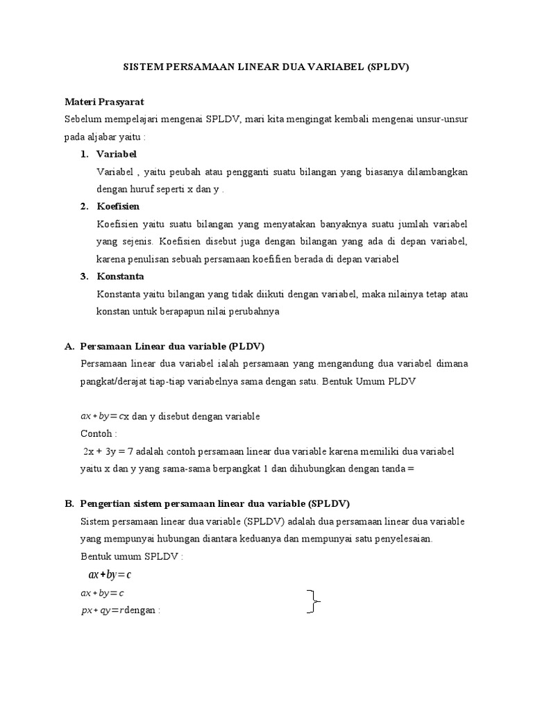 Modul SPLDV MGMP | PDF