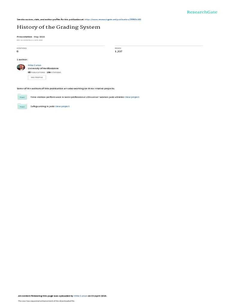 History of The Grading System Call An 2015 | PDF | Judo | Sports