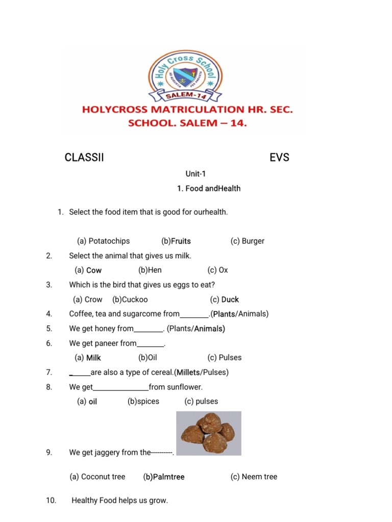 EVS Note Food and Health | PDF