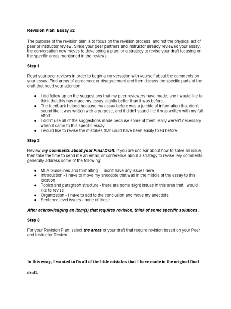 Essay Revision Plan Guide | PDF | Essays | Communication