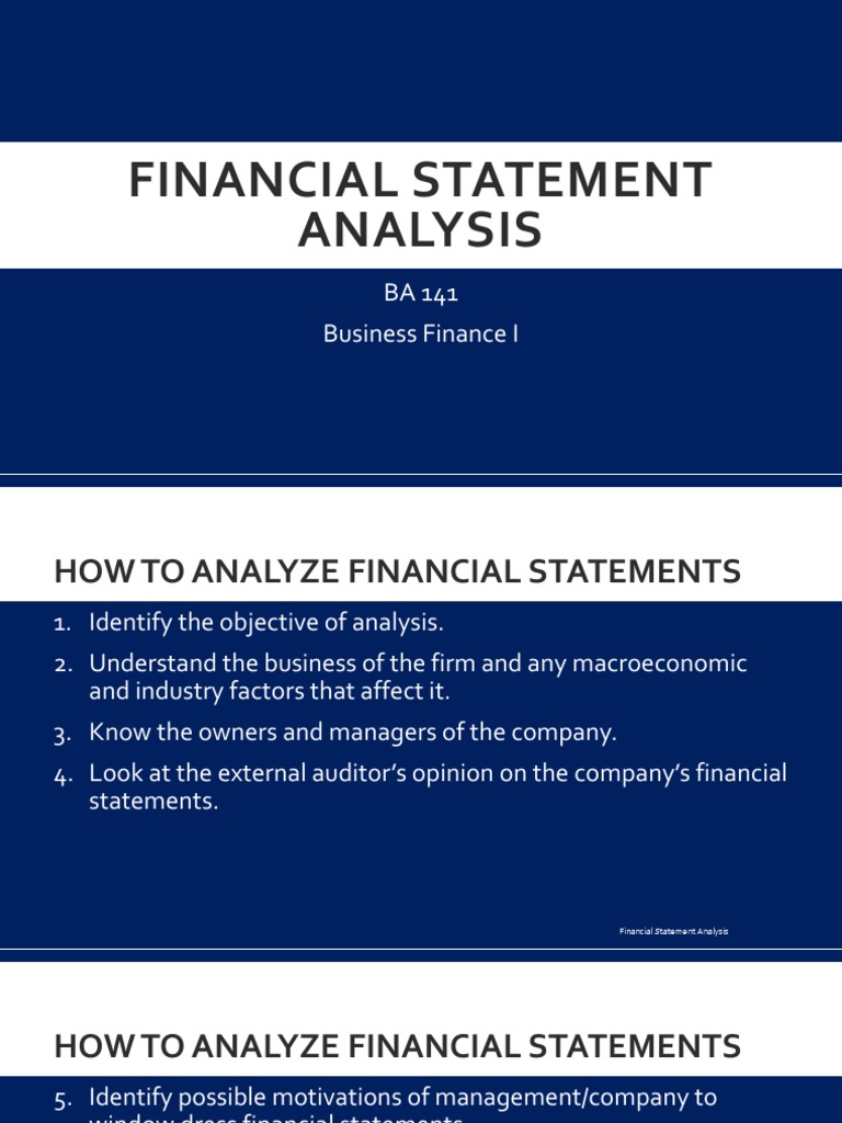 01 Financial Statement Analysis - Lecture | PDF | Dividend | Equity ...