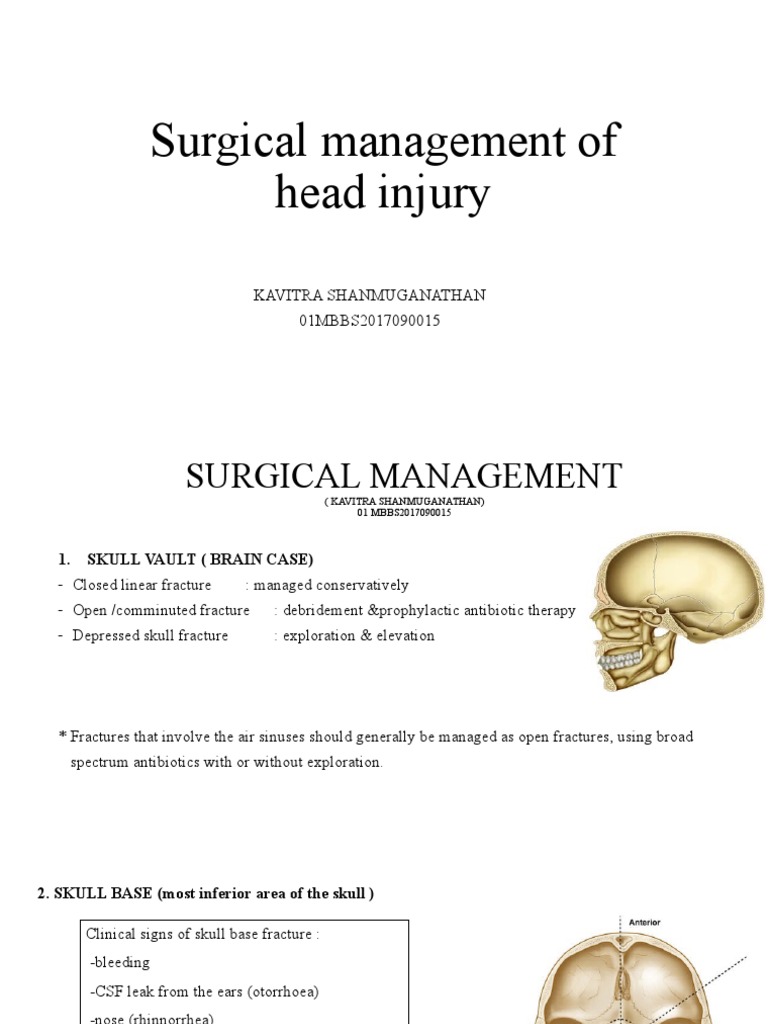 Surgical Management of Head Injury | PDF | Bleeding | Traumatology