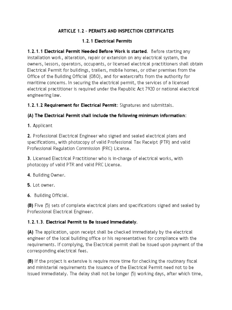 Electrical Permits and Inspection Guide | PDF | Electrical Wiring ...