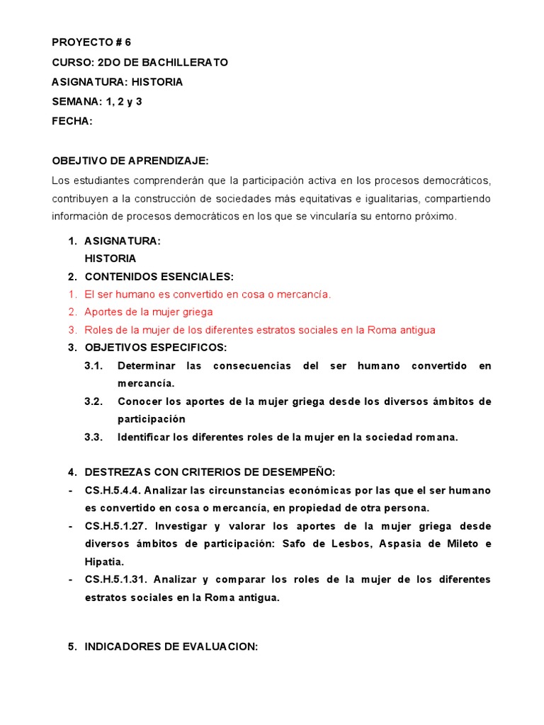 Proyecto - Docx Historia 2do. B. | PDF | Mujer | imperio Romano
