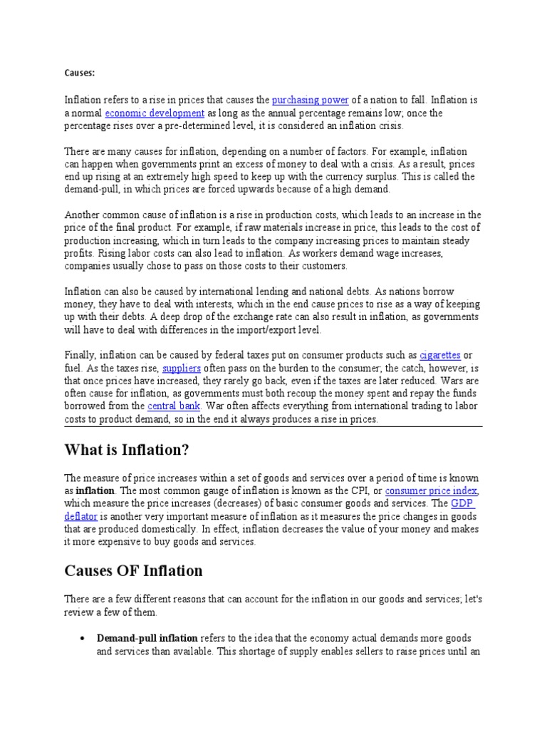 What Is Inflation?: Purchasing Power Economic Development | PDF ...