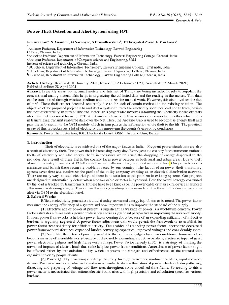 IoT-Based Power Theft Detection System | PDF | Internet Of Things ...