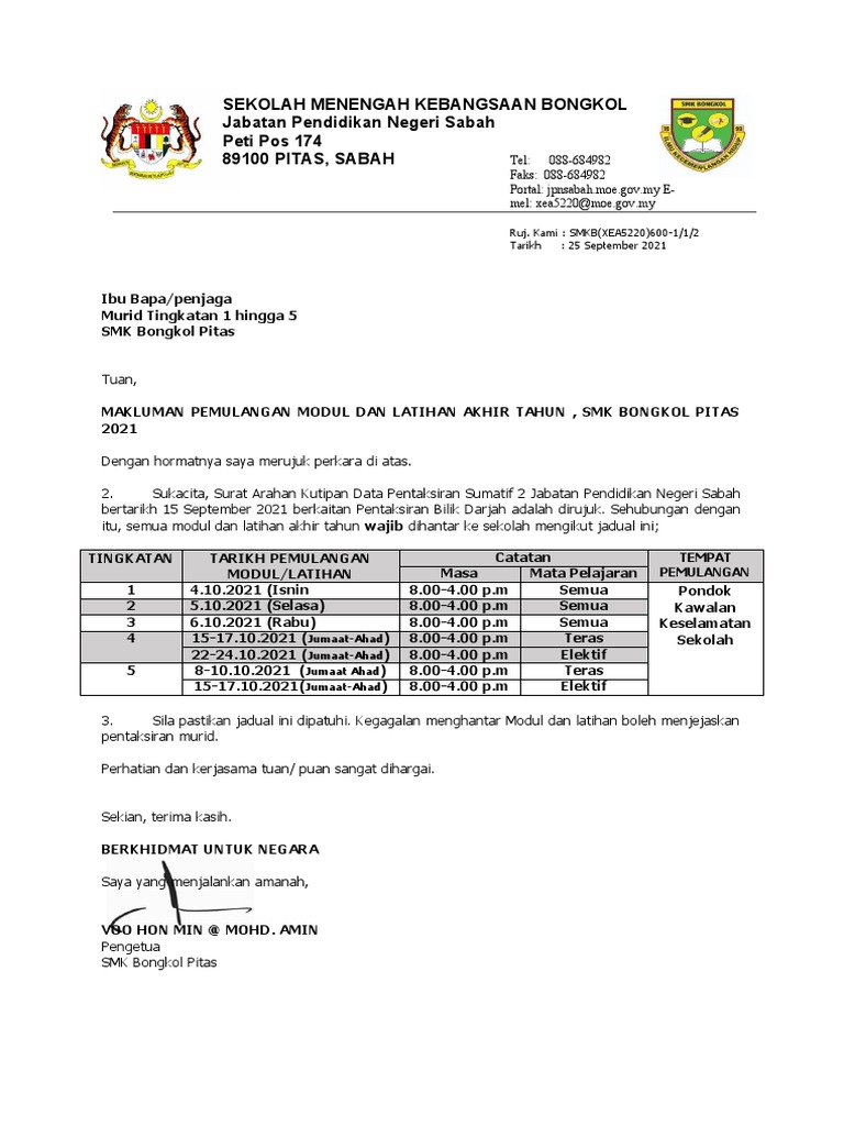 Sekolah Menengah Kebangsaan Bongkol Jabatan Pendidikan Negeri Sabah ...