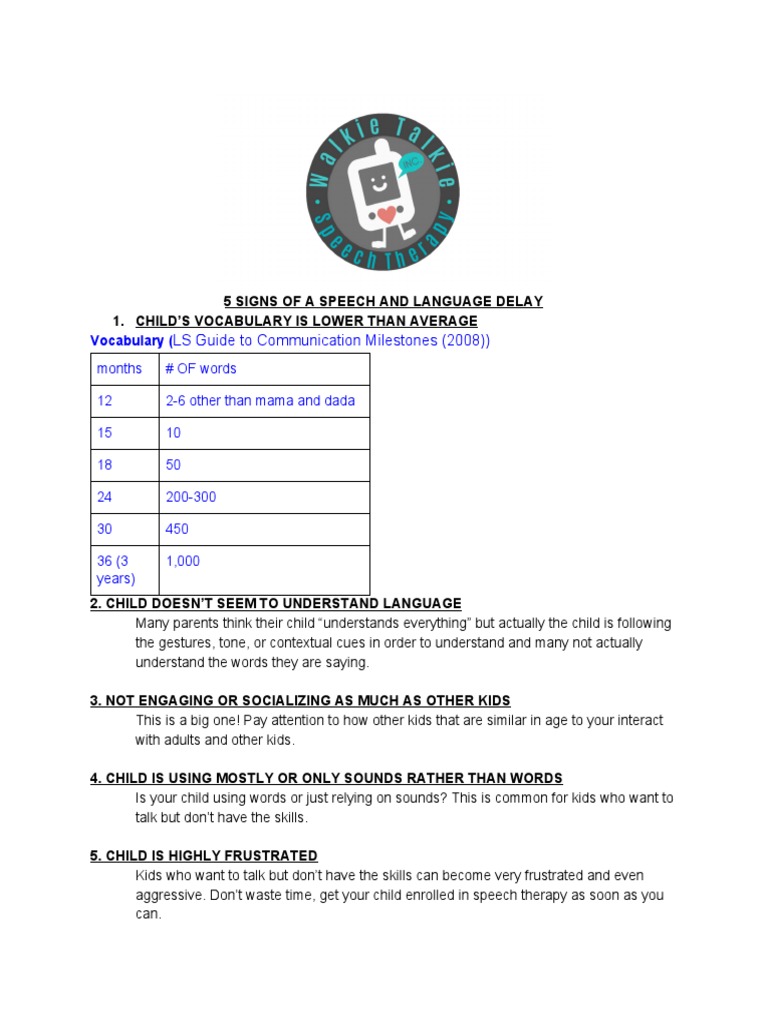 LS Guide To Communication Milestones (2008) ) : Vocabulary ( | PDF