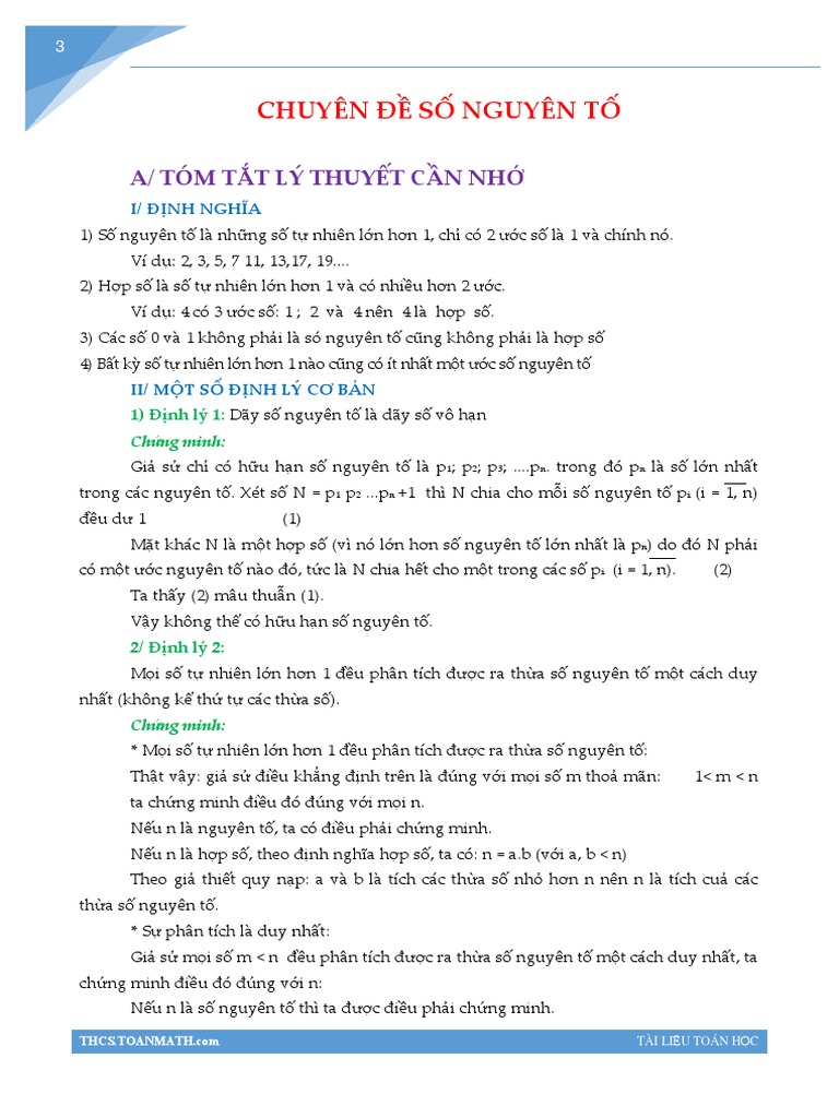 Chuyen de So Nguyen To | PDF