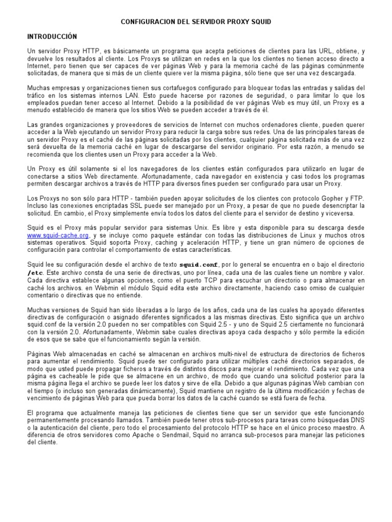 Servidor Proxy Squid | PDF | Negocios | Informática