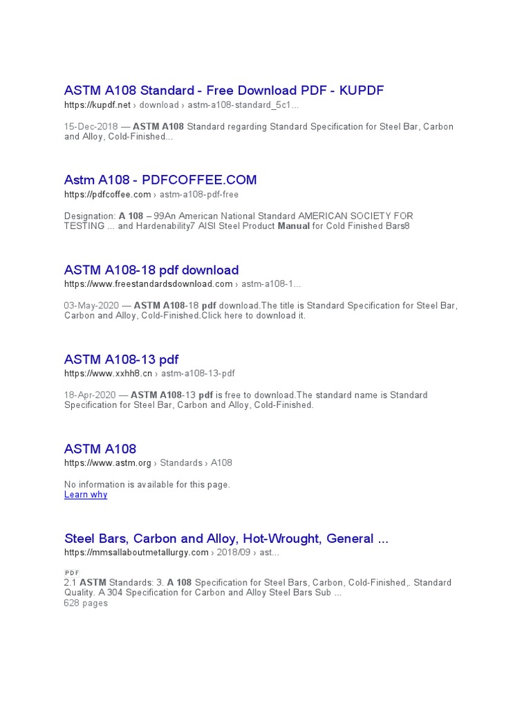 ASTM A108 Standard | PDF