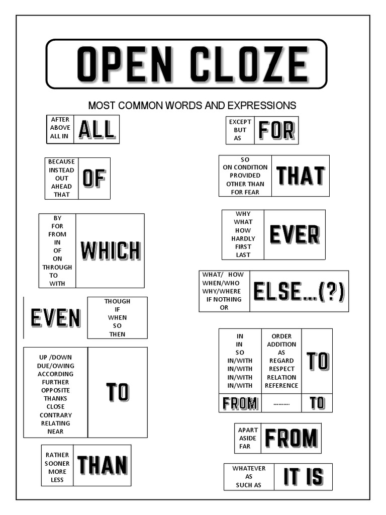 English Grammar: Open Cloze Connectors | PDF | Subject (Grammar) | Clause