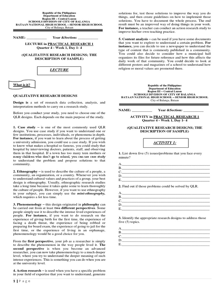 Pr1 4th Quarter Week 1 8 Las Lecture For 2nd Semester | PDF | Validity (Statistics) | Survey ...