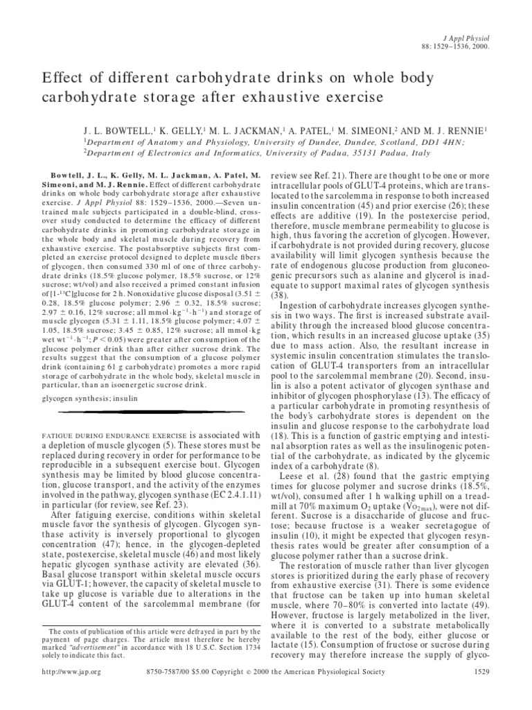 44 Effect of Different Carbohydrate Drinks On Whole Body | PDF ...