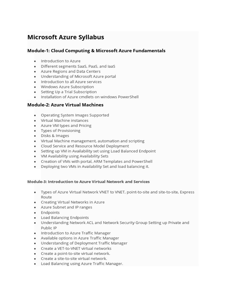 Microsoft Azure Syllabus | PDF | Microsoft Azure | Web Application