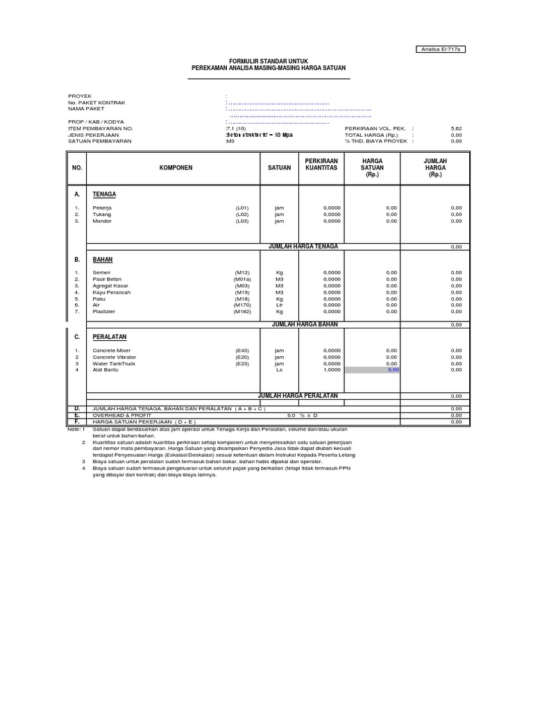 Analisa Harga Beton Mutu 10 Mpa | PDF