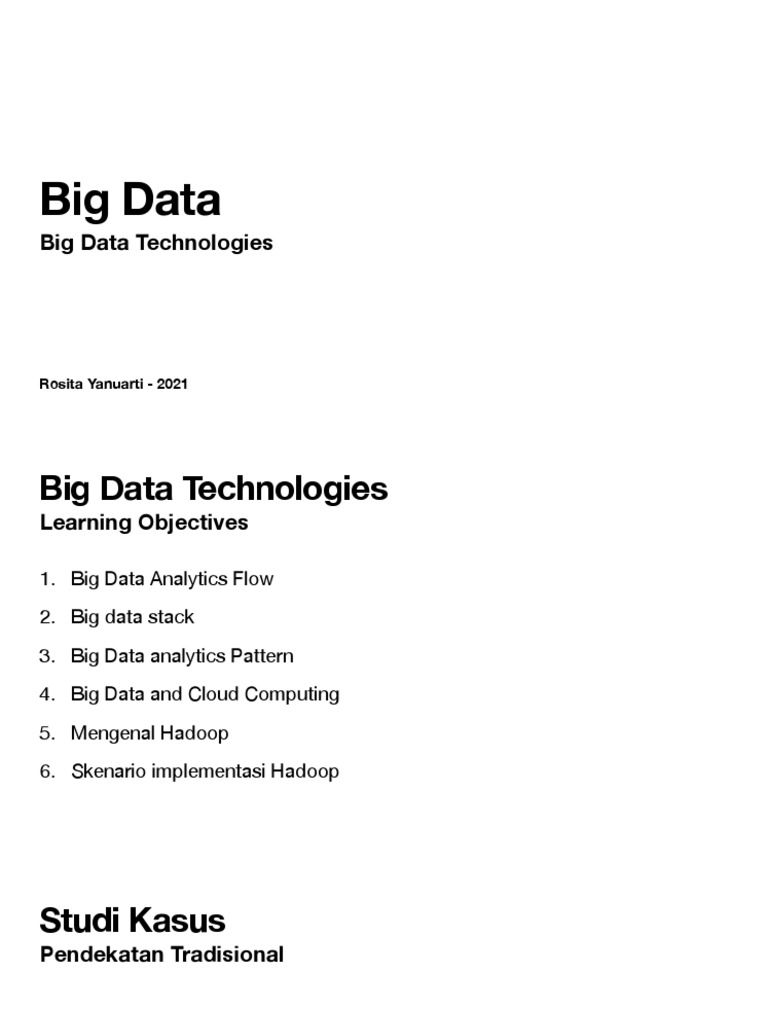 Big Data 2021 - 6,7,8 Big Data Technologies | PDF | Big Data | Apache ...