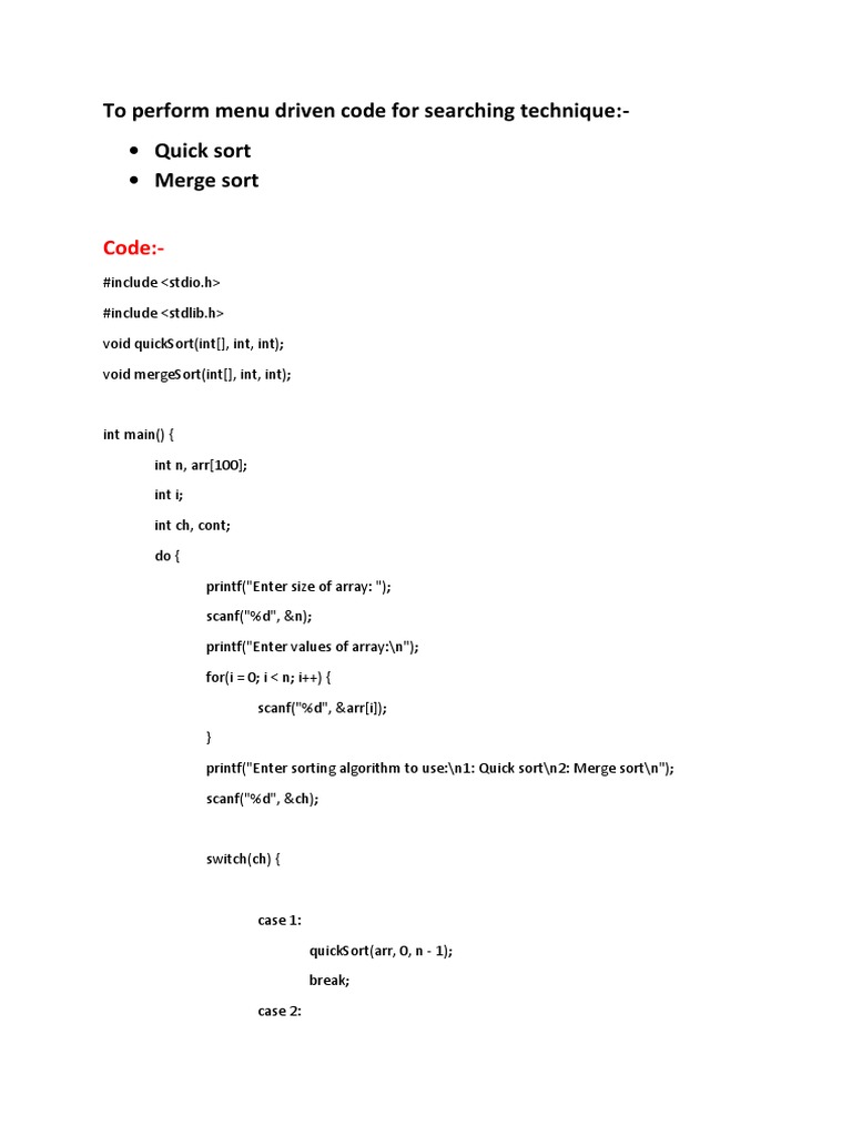 3.quick Sort Ansd Merge Sort | Download Free PDF | Mathematics | Combinatorics