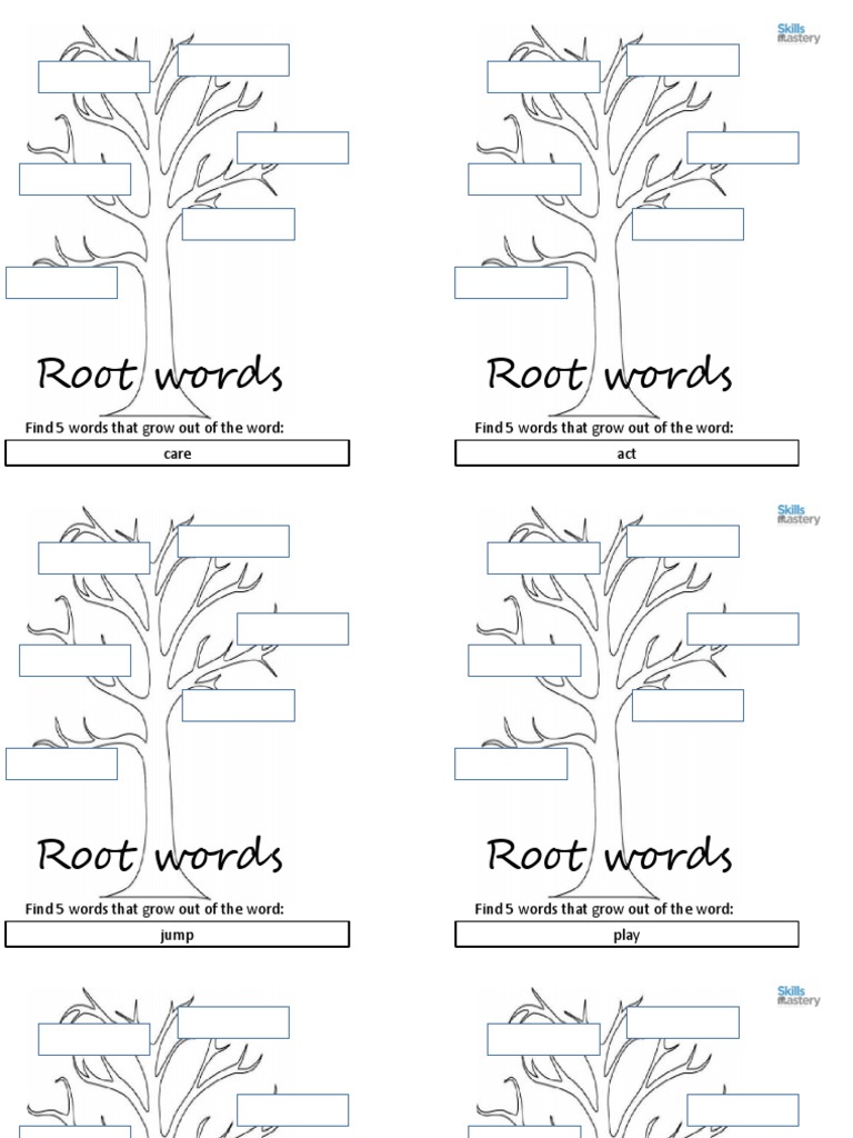 Root Words Root Words: Find 5 Words That Grow Out of The Word: Care ...