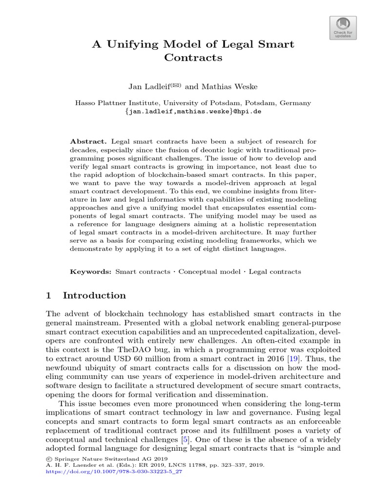 A Unifying Model of Legal Smart | PDF | Option (Finance) | Unified ...
